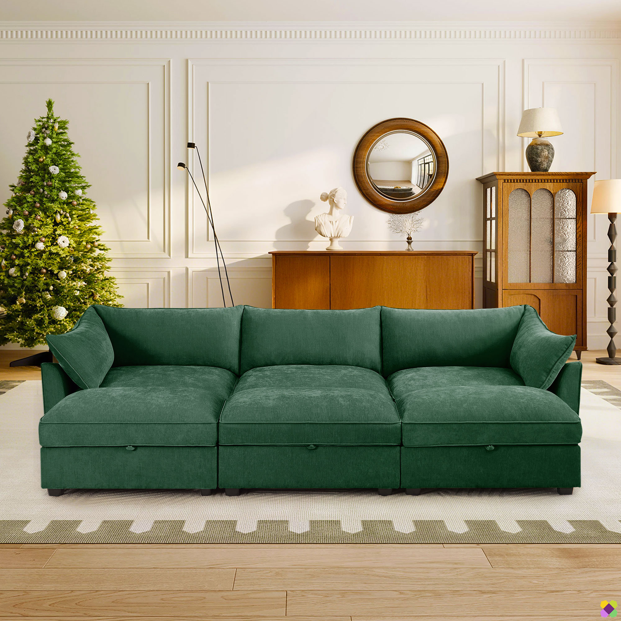 Ebern Designs Eleen Luna 6-piece 112.6"W Chenille Modular Sectional ...