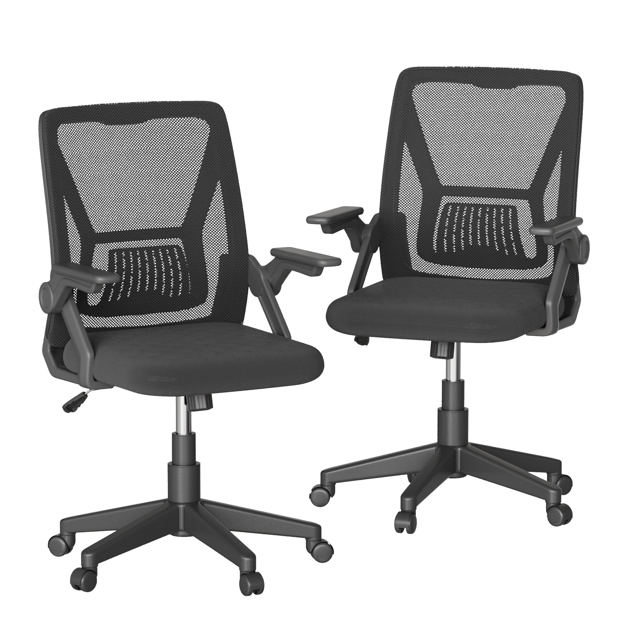 Inbox Zero Height Adjustable Office Chair Set Ergonomic Mid-Back ...