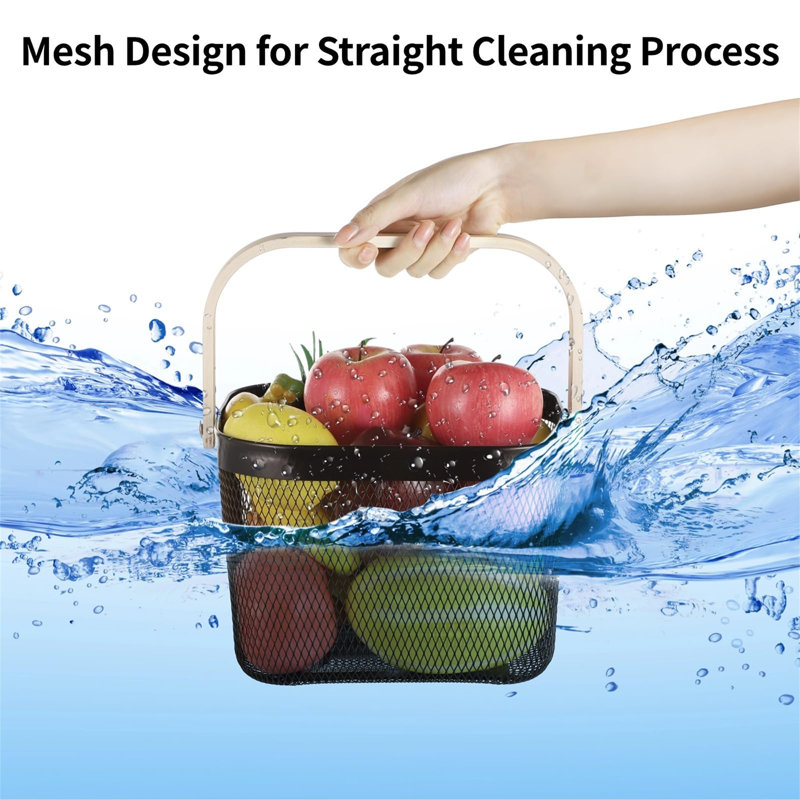 Ebern Designs 6 PCS Metal Mesh Steel Baskets With Handle | Wayfair