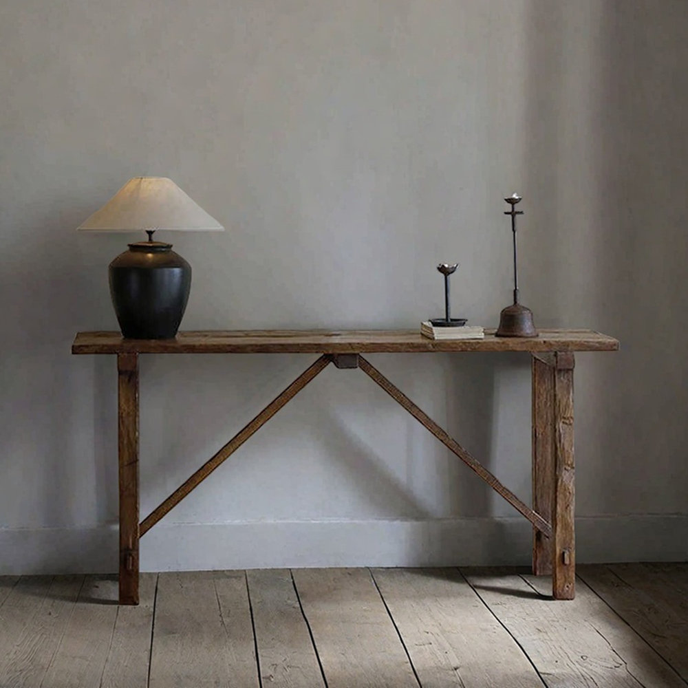 Loon Peak Wabi-Sabi Style Ash Wood Solid Wood Entry Console - Wayfair ...