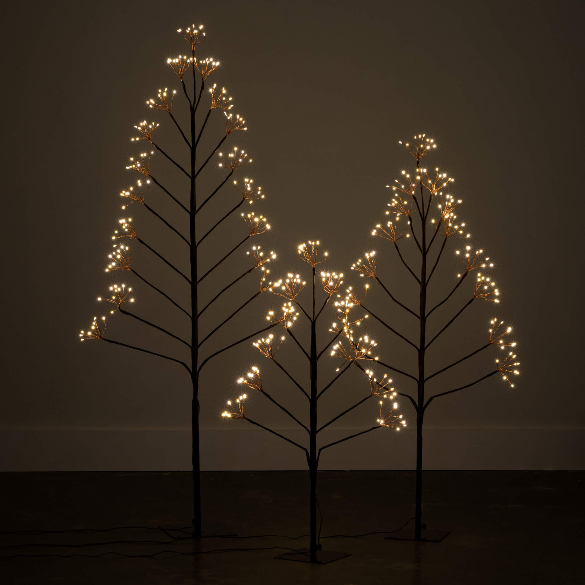 The Holiday Aisle® 60"H, 47.5"H And 36"H Outdoor Lighted Twig Tree Set ...