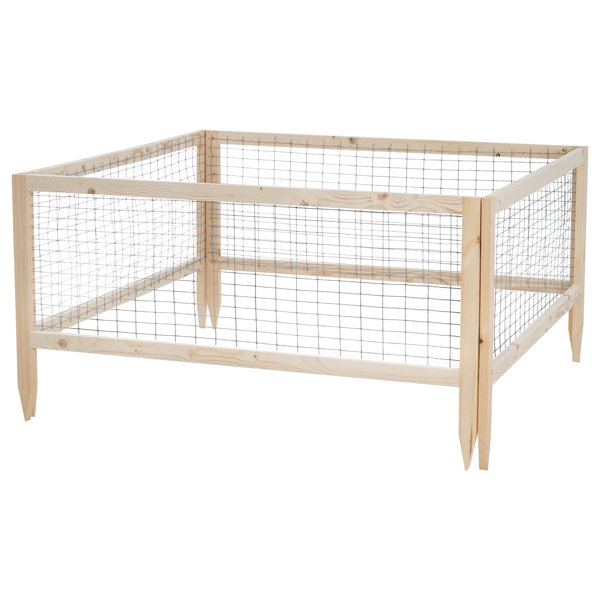 SUNCROWN Outdoor 2 ft. H x 4 ft. W Wood Garden Fence With 4 Panels (Set ...
