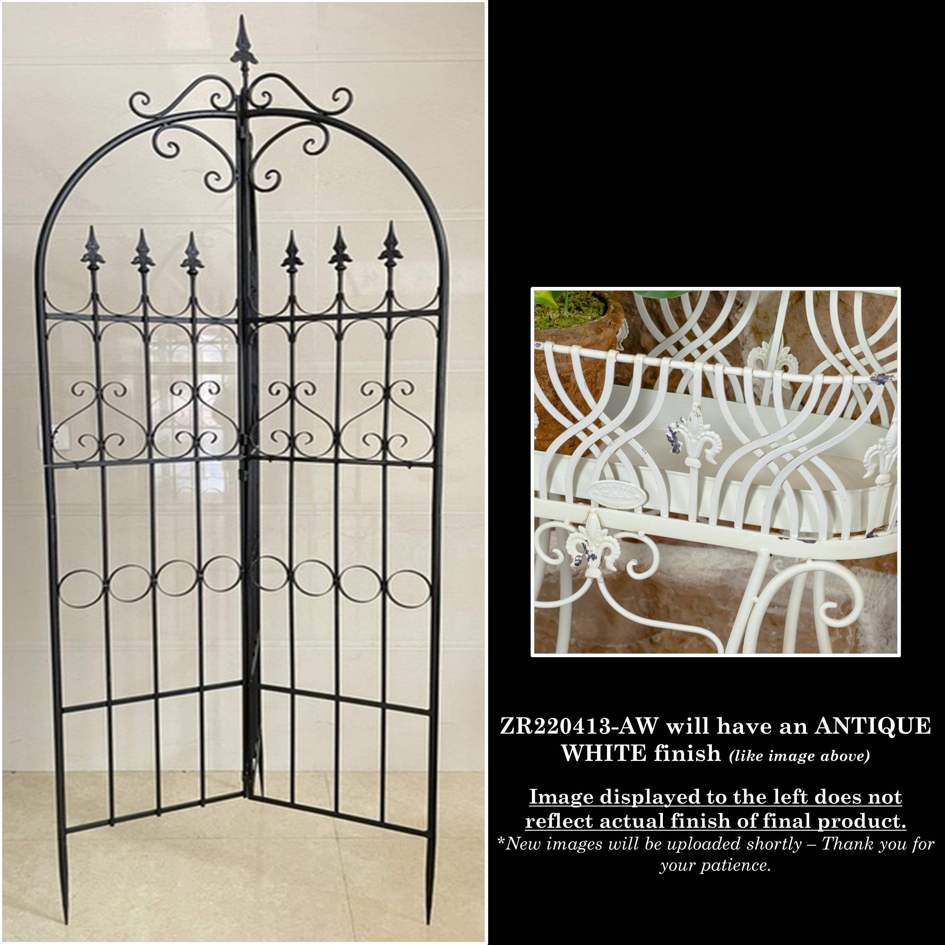 Darby Home Co 7.7ft. Tall Three Wall Iron Trellis with Fleir-de-lis ...
