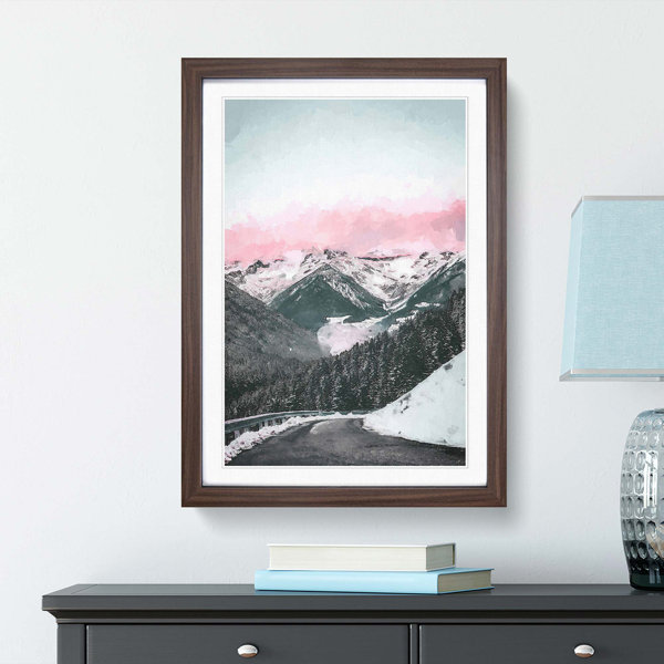 East Urban Home Pink Sky over the Mountain - Picture Frame Graphic Art ...