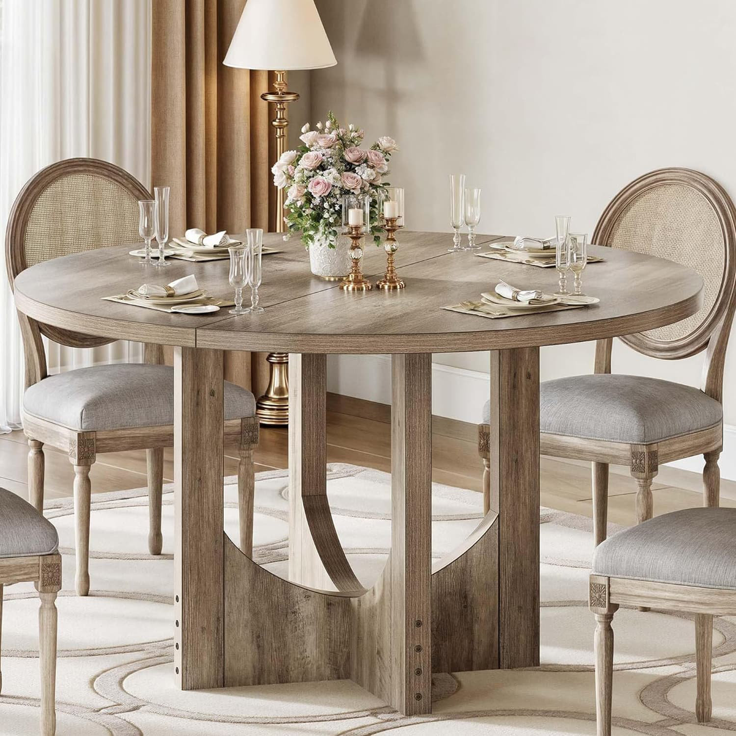 Millwood Pines Round Dining Table, Kitchen Round Table Wooden Base ...