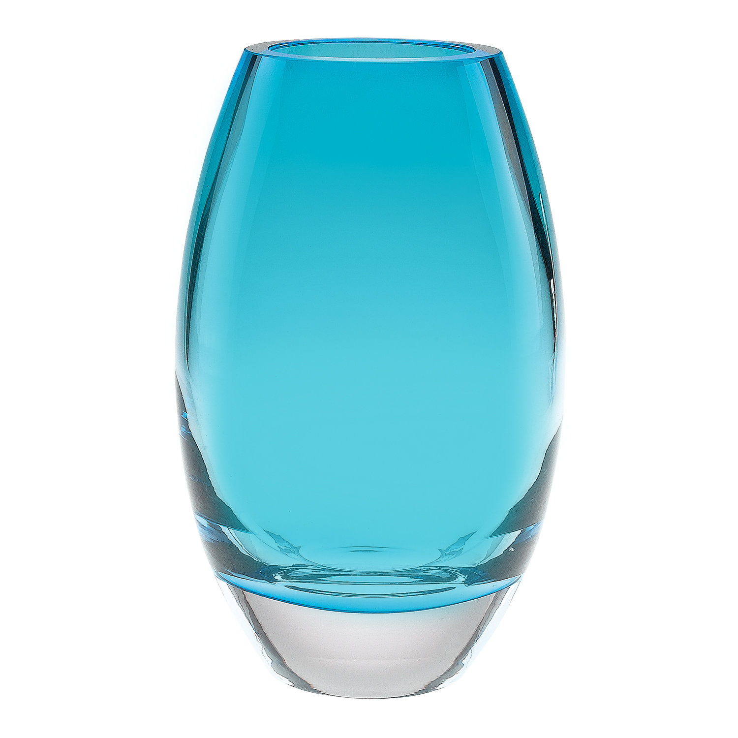 Orren Ellis 9" Mouth Blown Crystal European Made Aqua Blue Vase ...