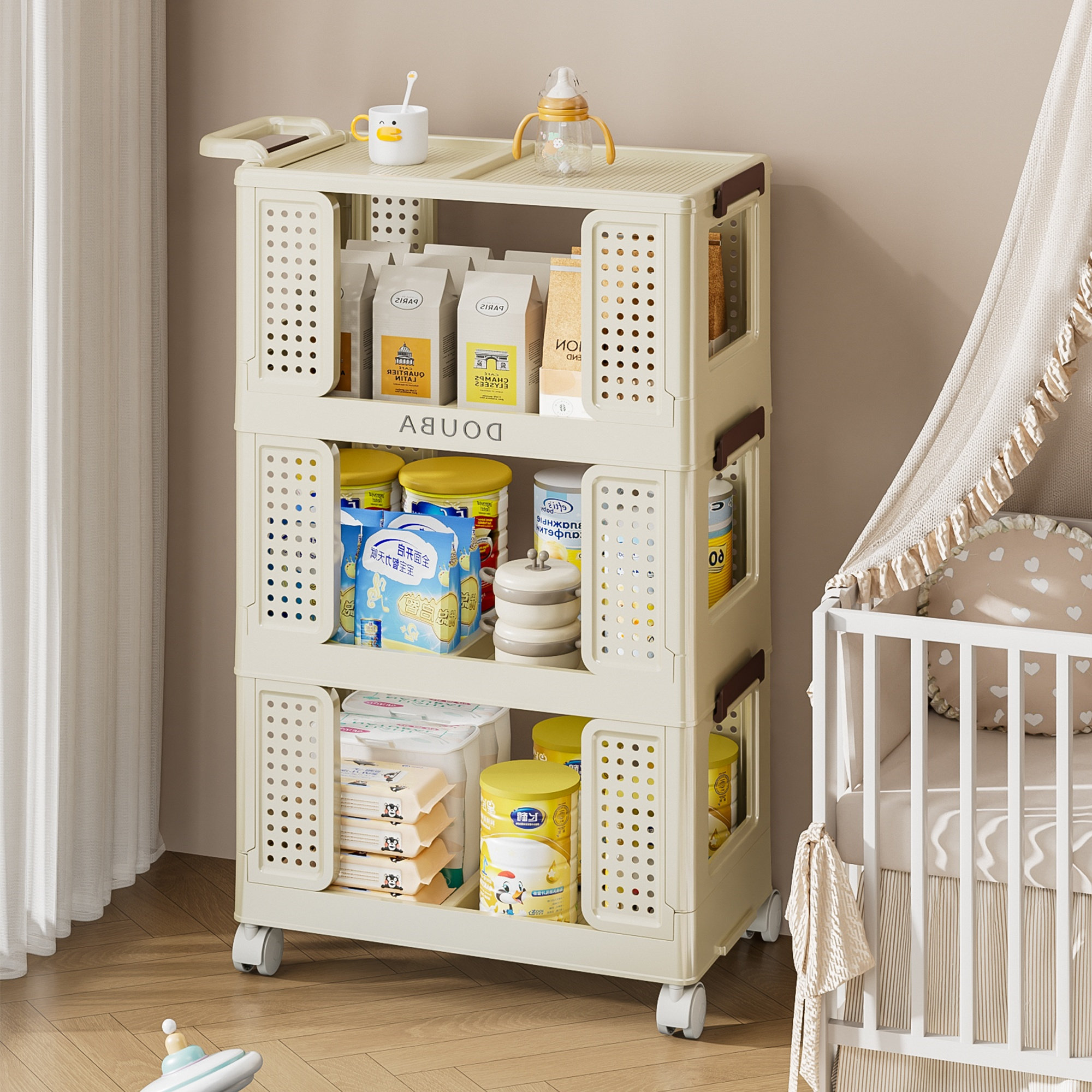 Rebrilliant 3-tier Kitchen Storage Cart,multifunction Utility Rolling ...