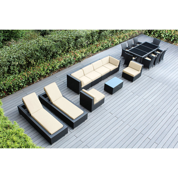Ebern Designs Pavior 18 Piece Rattan Complete Patio Set with Cushions ...