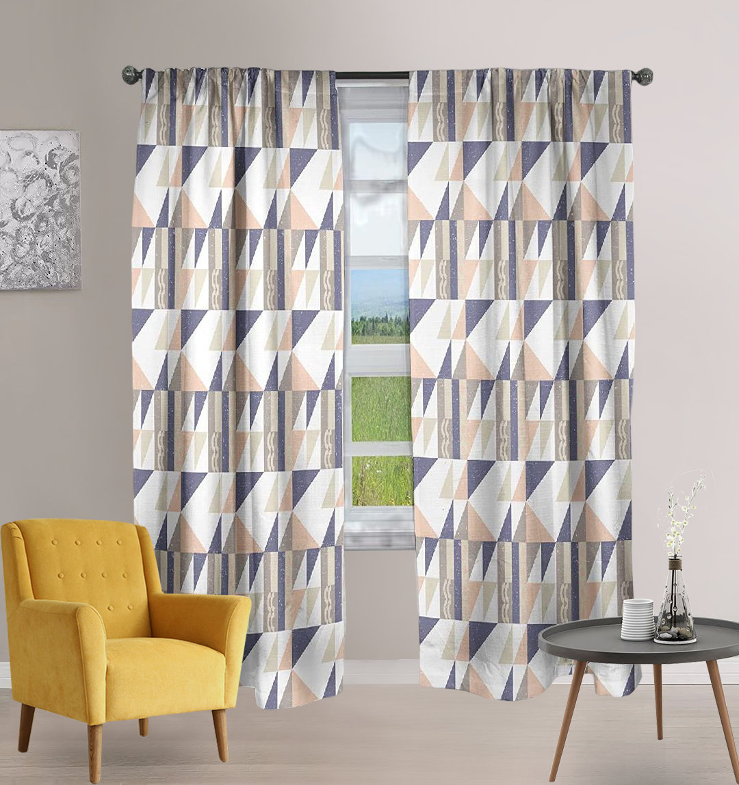 Paracity ''Retro Geometric Design X'' Mid-Century Modern Curtain Panel ...