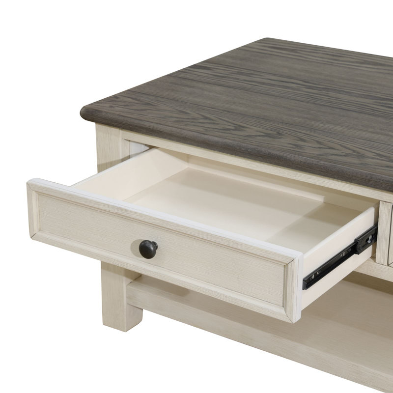 Wildon Home® Nikith Two-tone Farmhouse Coffee Table with 2 Drawers and ...