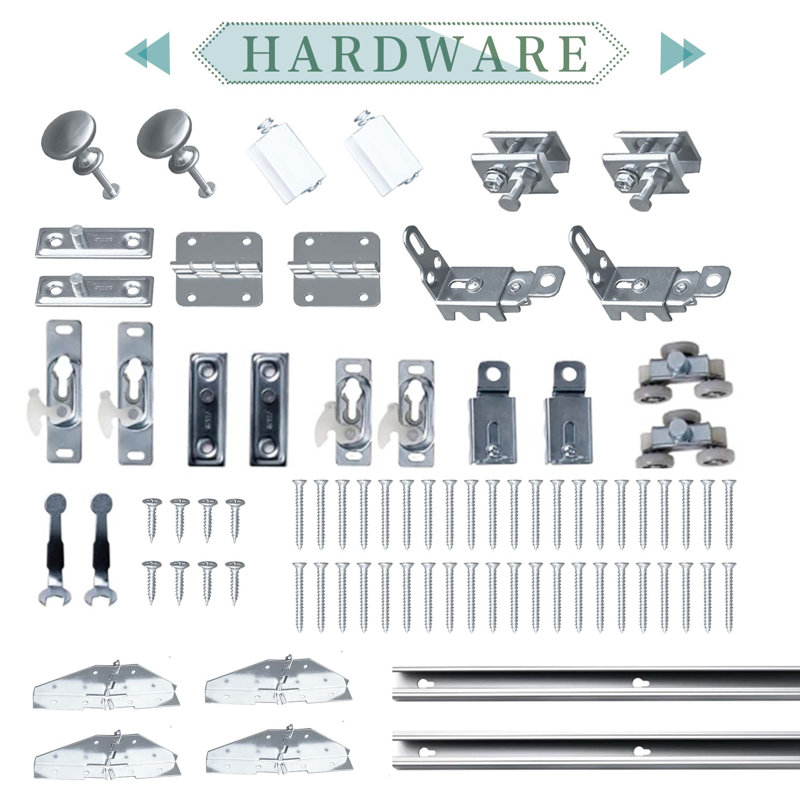 HOZONE Mirrored Door Solid Manufactured Wood Bi-Fold Door with ...