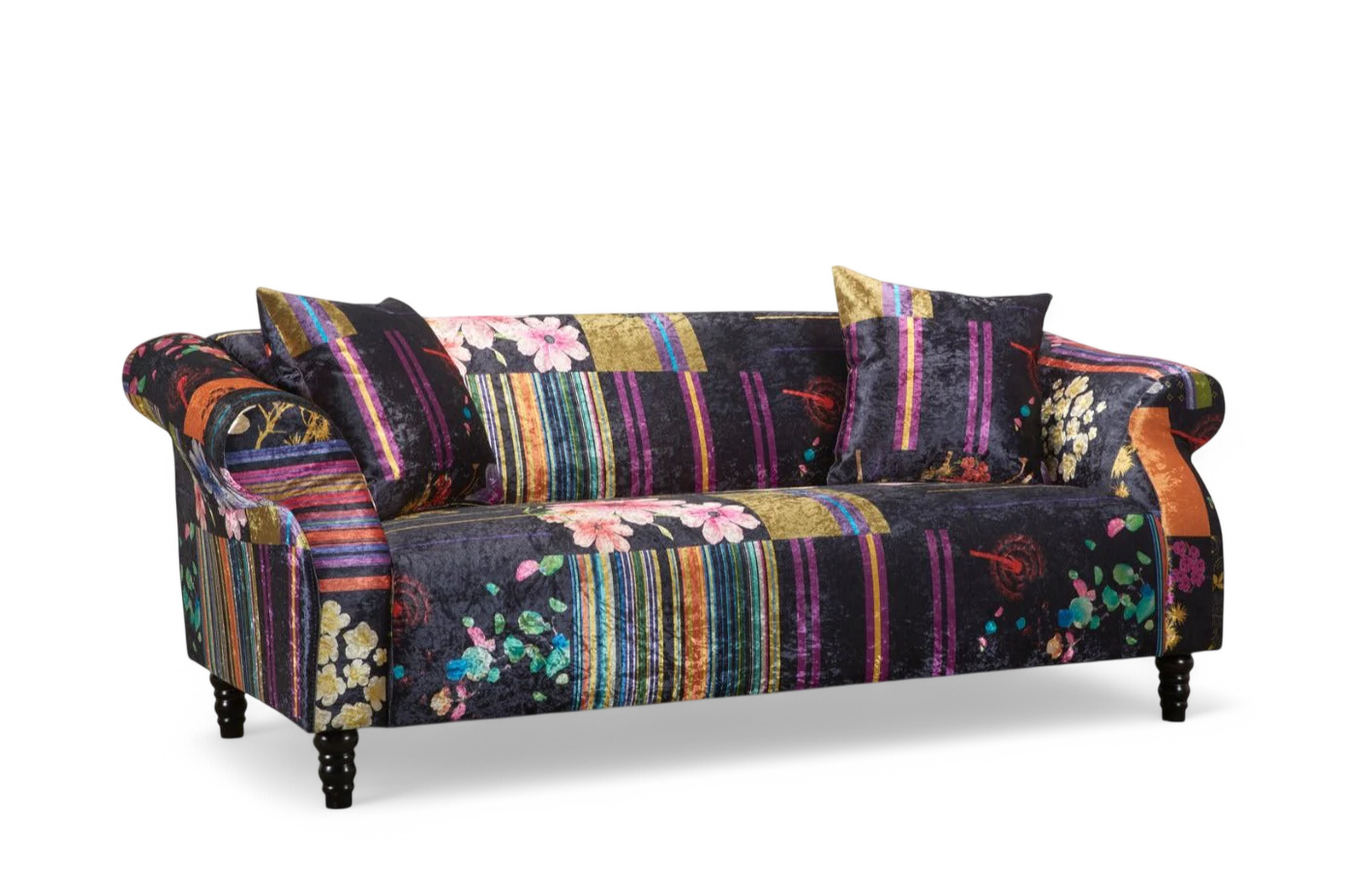 ClassicLiving Forsyth 3 Seater Crushed Velvet Patchwork Sofa & Reviews ...