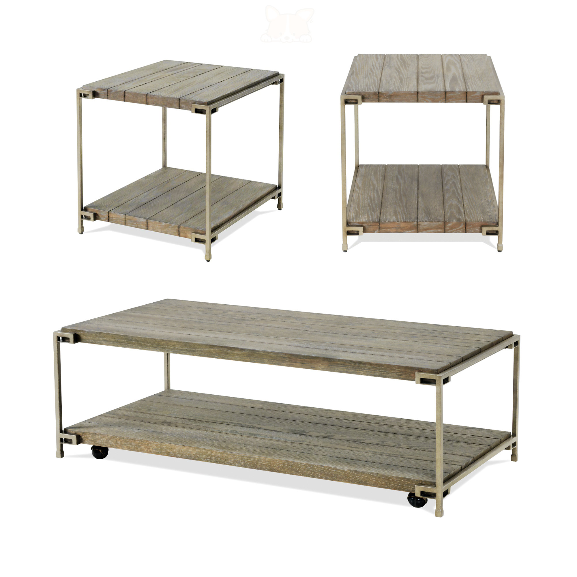 Gracie Oaks Corbeta 3-Piece Metal Frame Wood Living Room Coffee Table ...