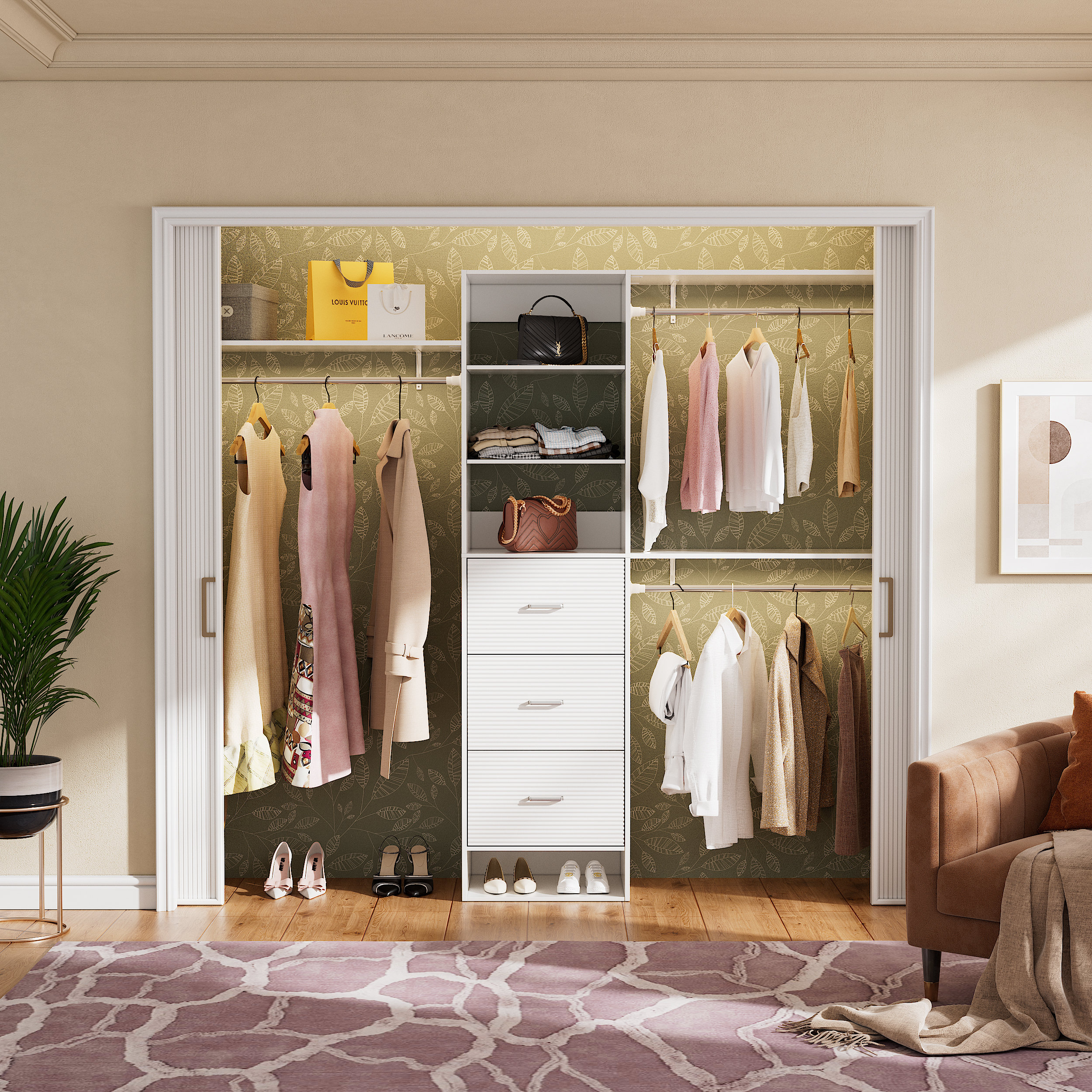 Latitude Run® Amitie 58'' - 96'' Closet System | Wayfair