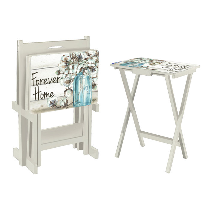 Laurel Foundry Modern Farmhouse Senters Wood Rustic TV Tray Table Set ...