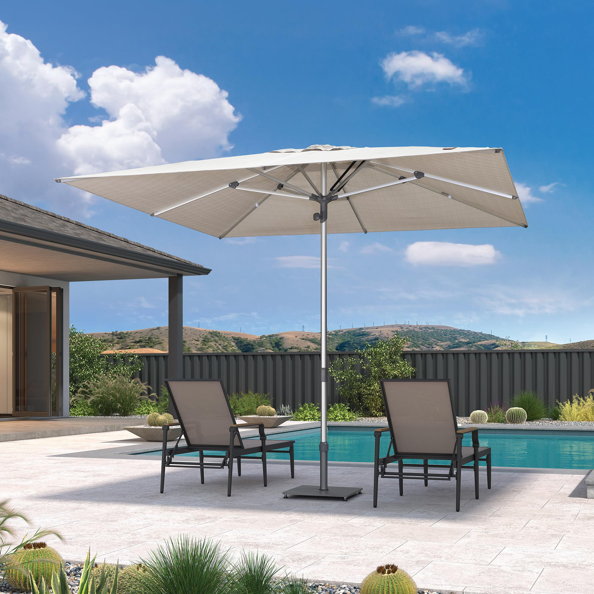 Purple Leaf Parasol de table semi-automatique pour l'extérieur avec 8 ...