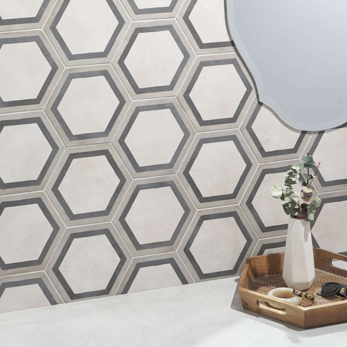 Bond Tile Dash Deco 8.5 in. x 9.84 in. Matte Hexagon Porcelain Floor ...