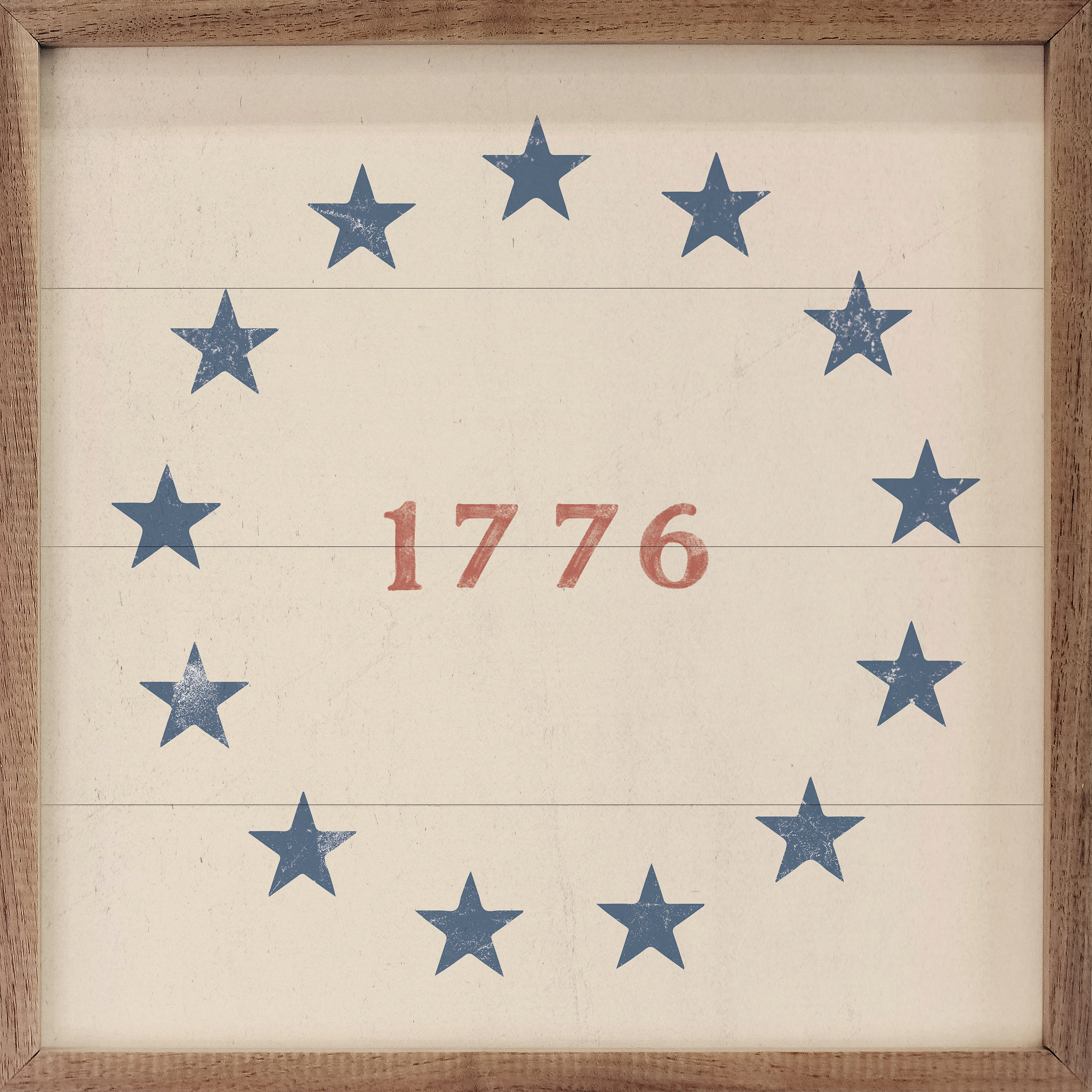Williston Forge 1776 With Stars White Framed On Wood | Wayfair