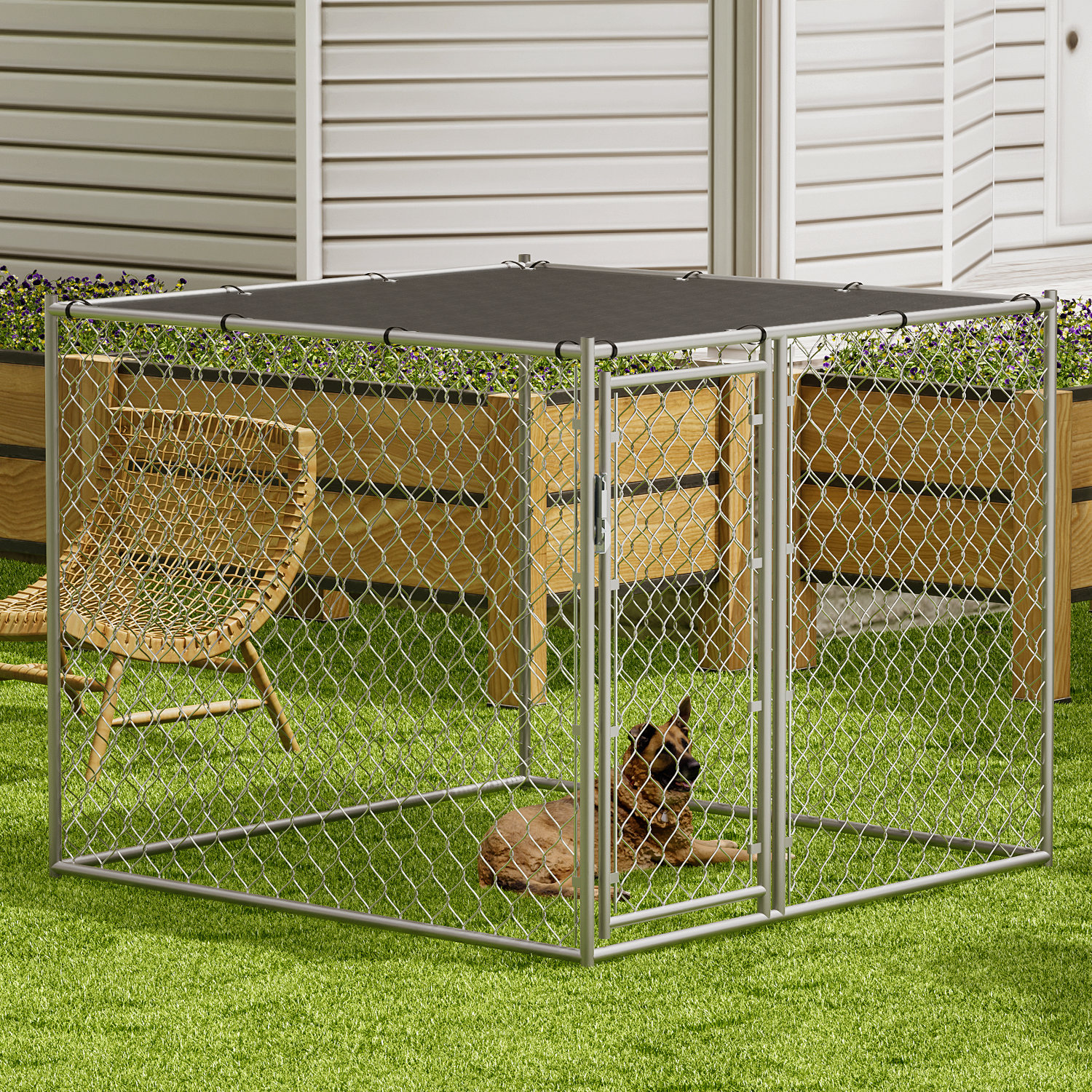 MoNiBloom Metal Crate Kennel Dog Run Cage Pet House Animal Fence ...