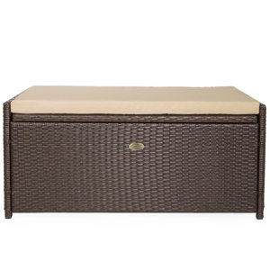 Barton Outdoor 60 Gallon Water Resistant Wicker Storage Bench & Reviews ...