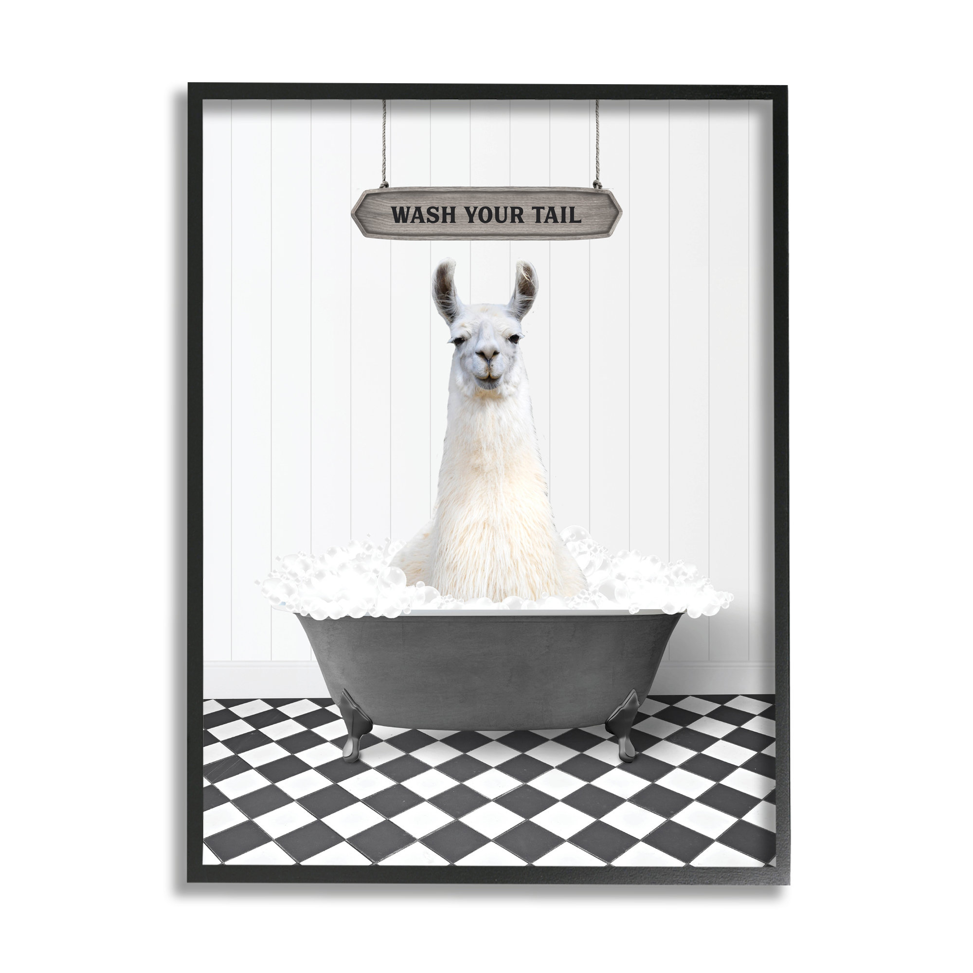 Trinx Wrought Studio™ Wash Your Tail Phrase Framed Giclee Art Design By ...