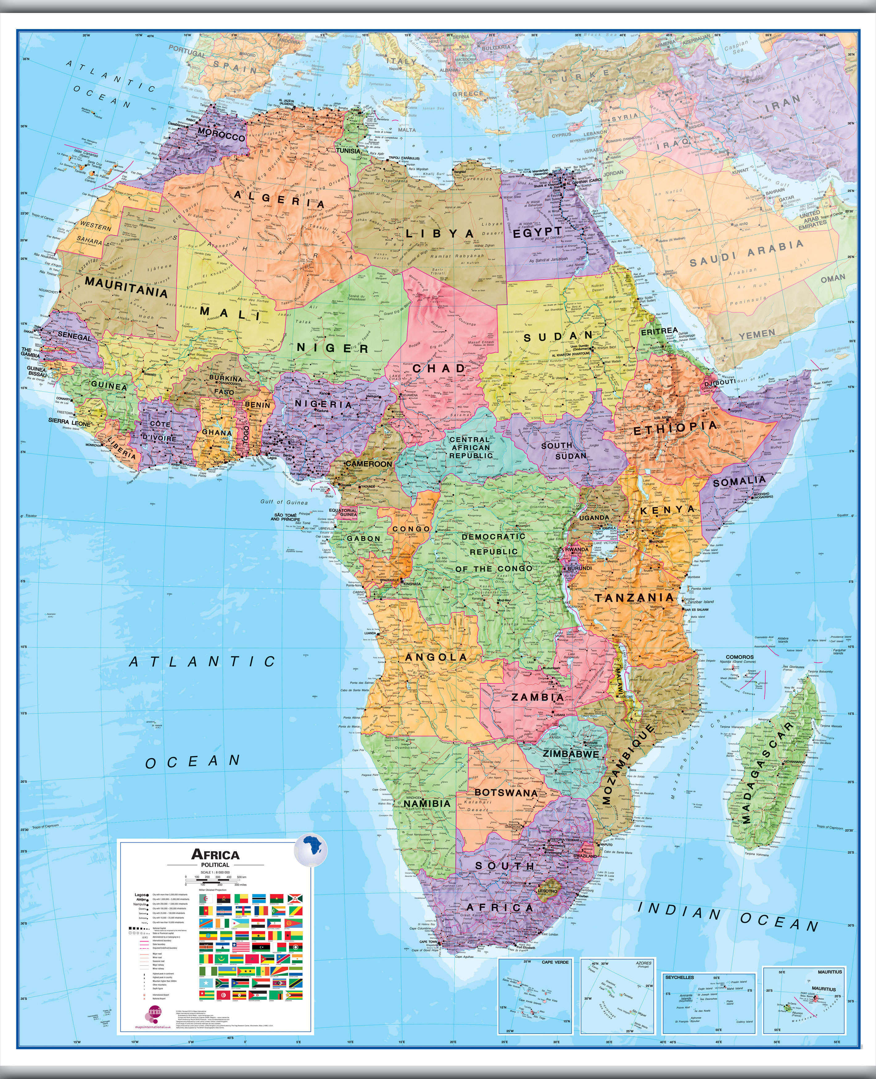Ebern Designs Large Africa Wall Map Political - Unframed Art Prints on ...