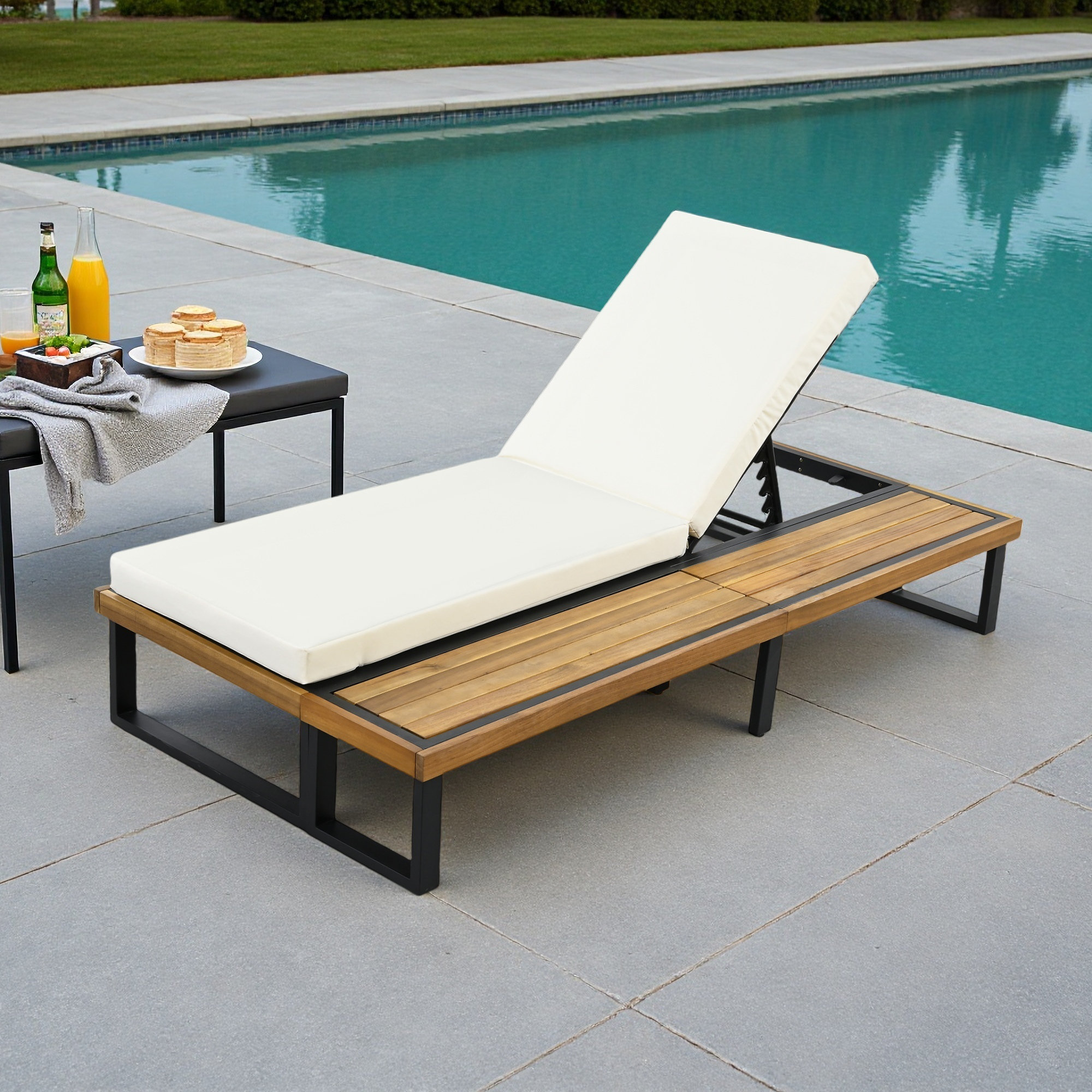 Latitude Run® Outdoor Chaise Lounge Chair With 5-position Adjustable ...