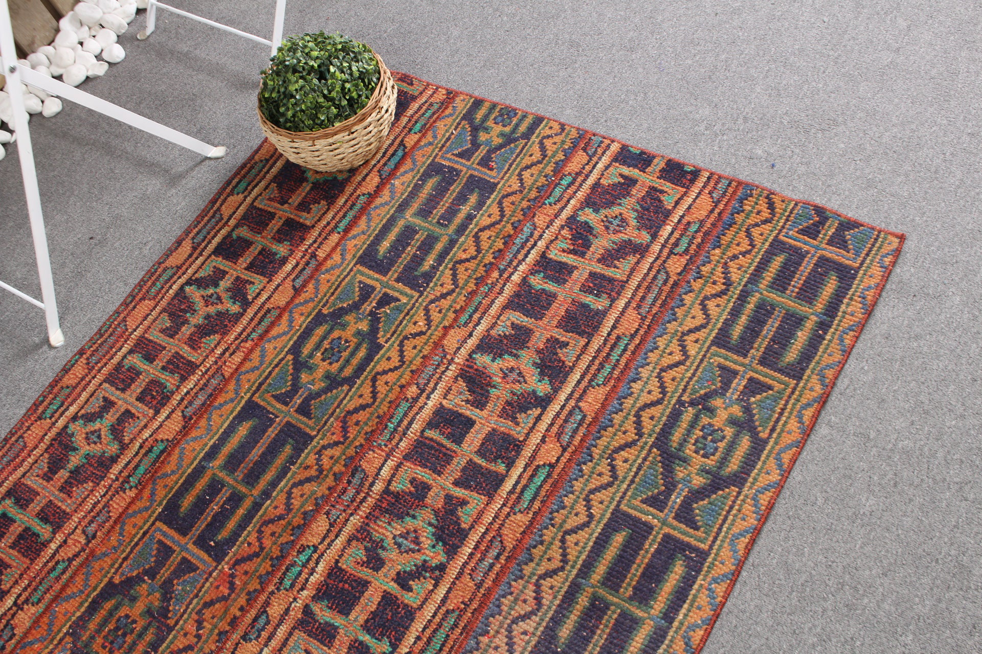 Bungalow Rose Vintage Turkish Oushak Small Wool Rug with Patchwork for ...