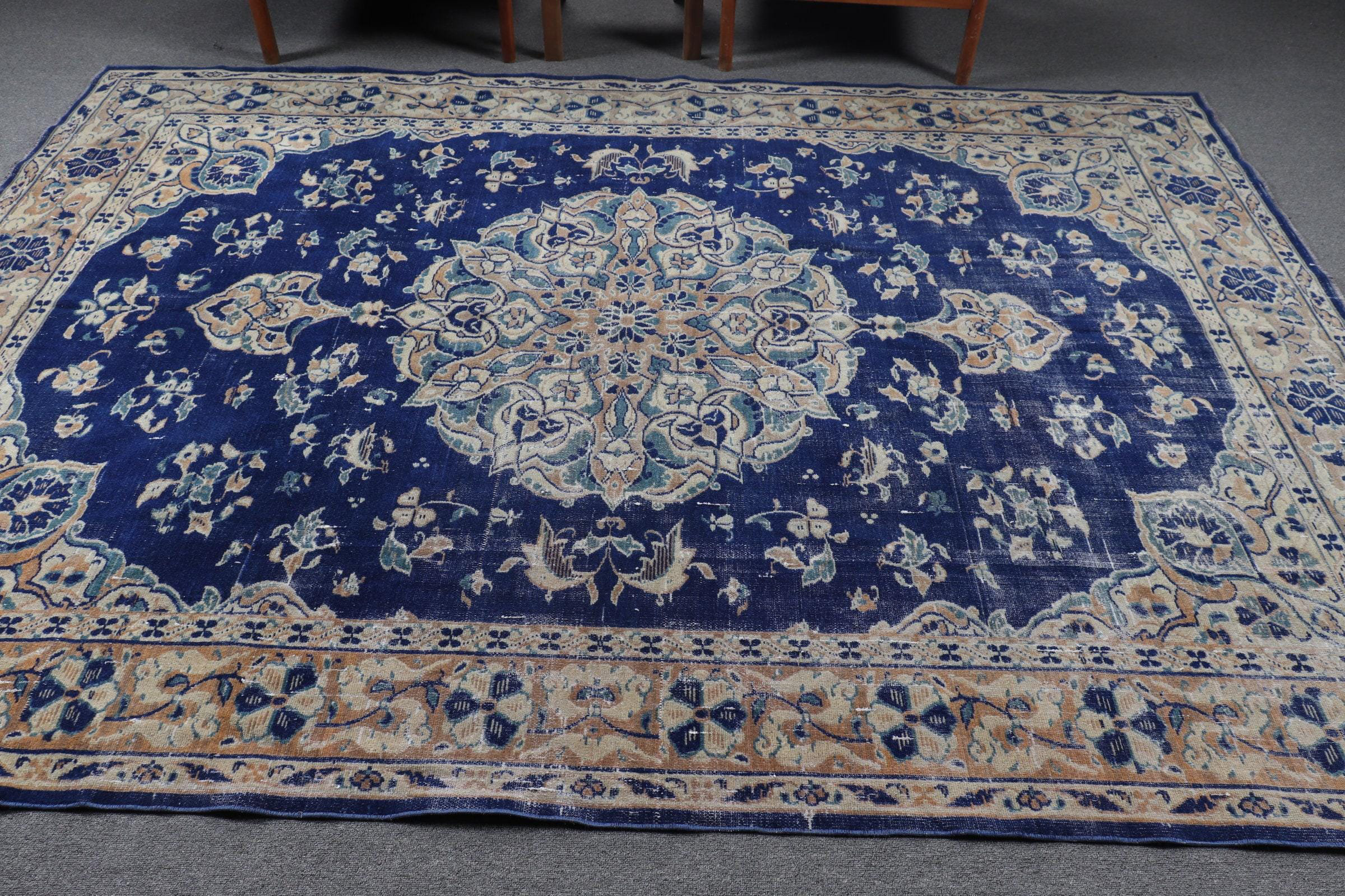 Charlton Home® Vintage Blue Turkish Rug - Oversized Decorative Carpet ...