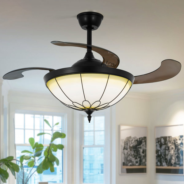 Amcor 42" 4 - Blade LED Traditional Retractable Blades Ceiling Fan with ...