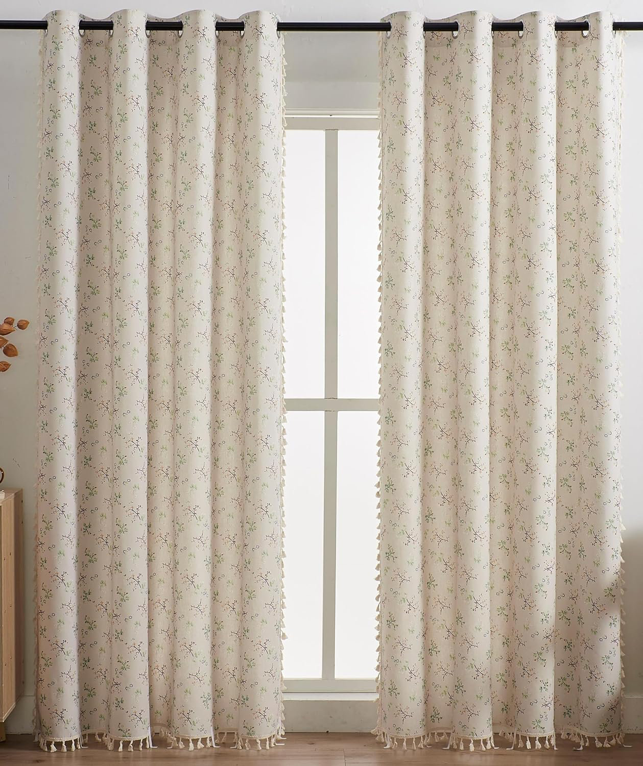 Red Barrel Studio® Boho Floral Curtains 2 Panels 84 Inch Long,Semi ...
