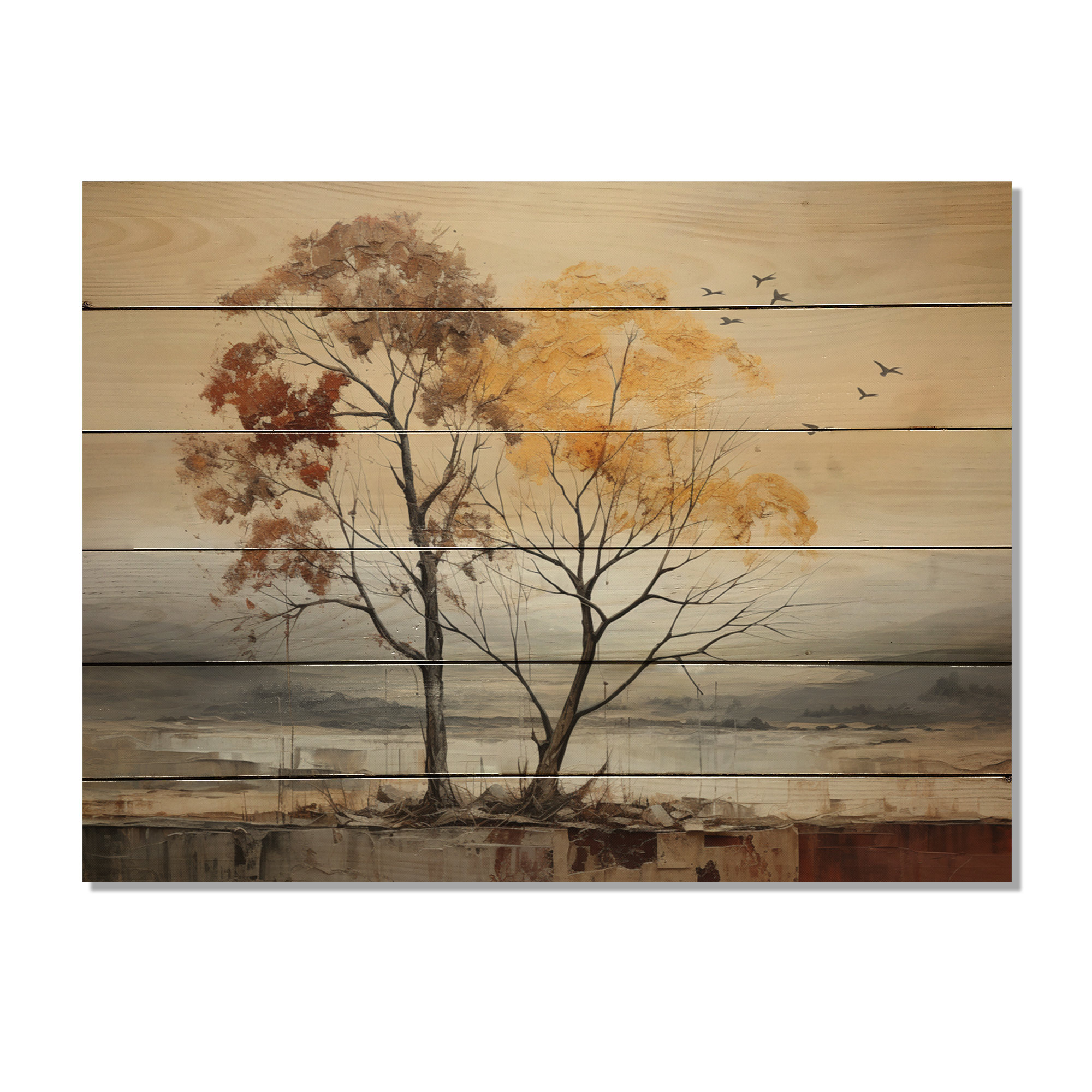 Red Barrel Studio Laylene Brich Tree Harmony Of On Wood Print - Wayfair ...