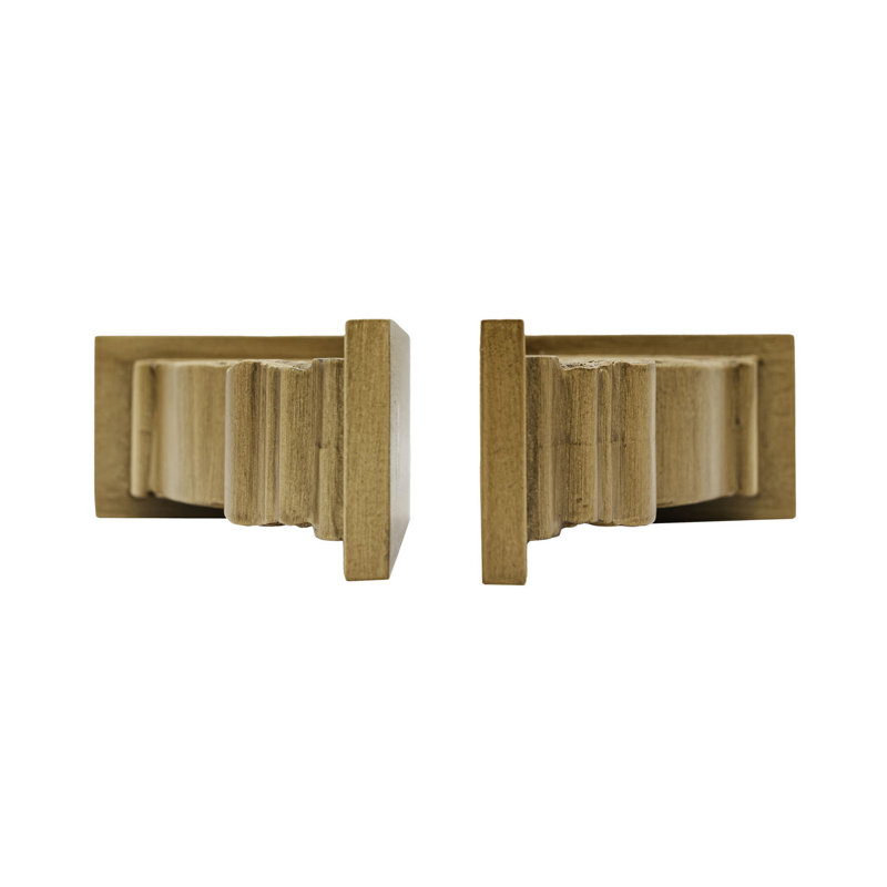Charlton Home® Set of 2 Carved Bookends Brown MDF | Wayfair