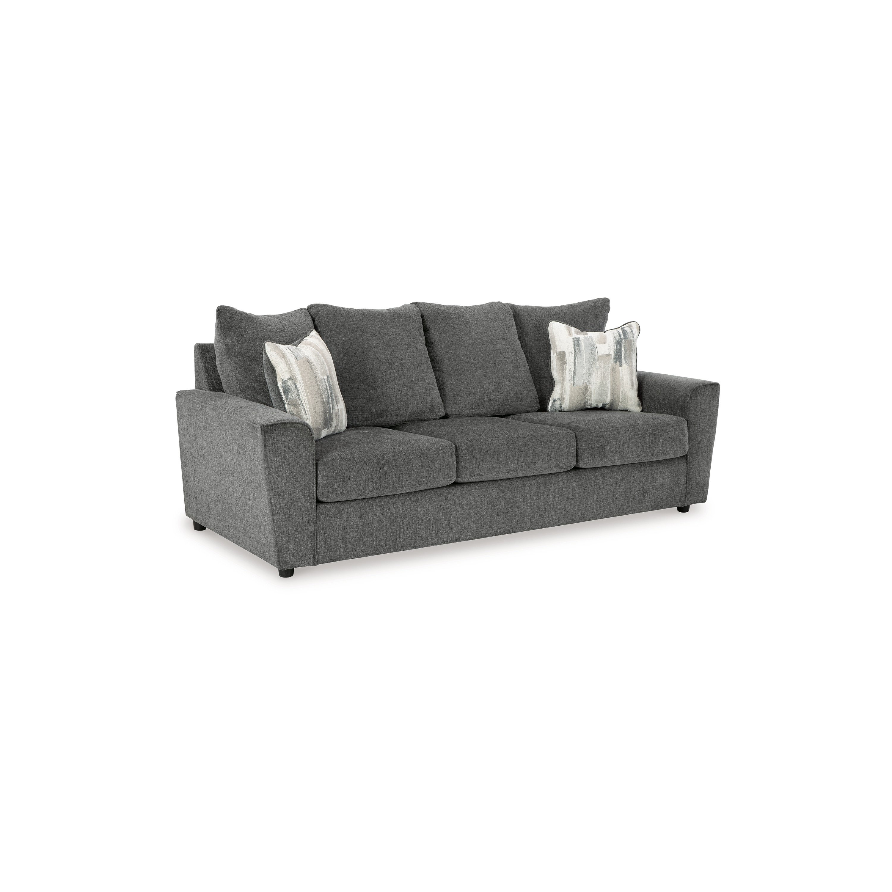 Benjara Ratty Sofa, 86 Inch Grey Polyester, Welt Trims, 2 Accent ...