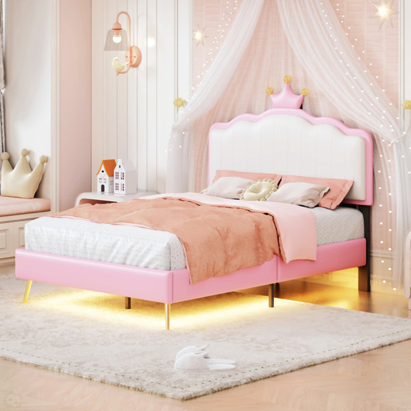 Mercer41 Upholstered Princess Bed With Crown Headboard | Wayfair