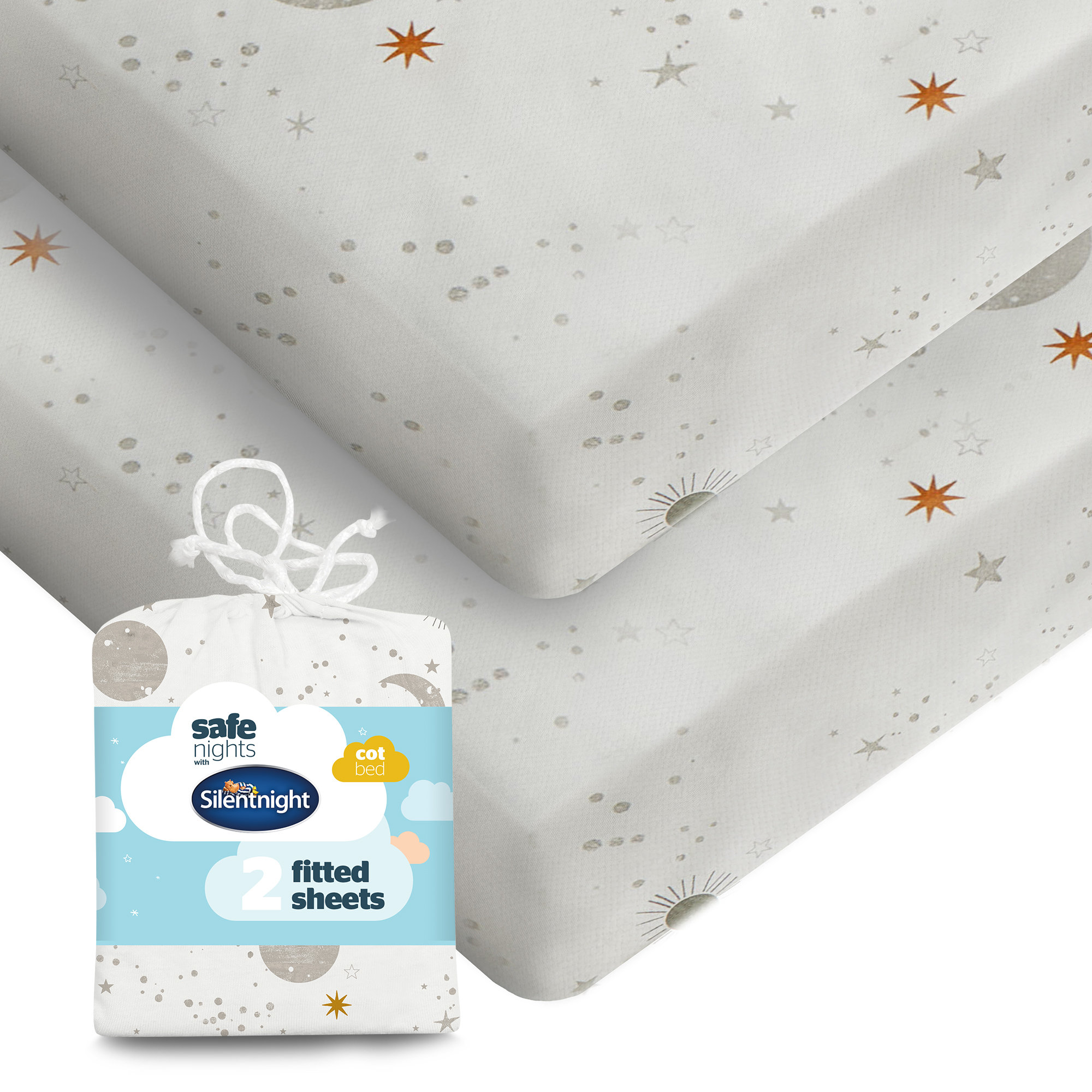 Silentnight Safe Nights Cot Bed Fitted Sheets Celestial Print | Wayfair ...