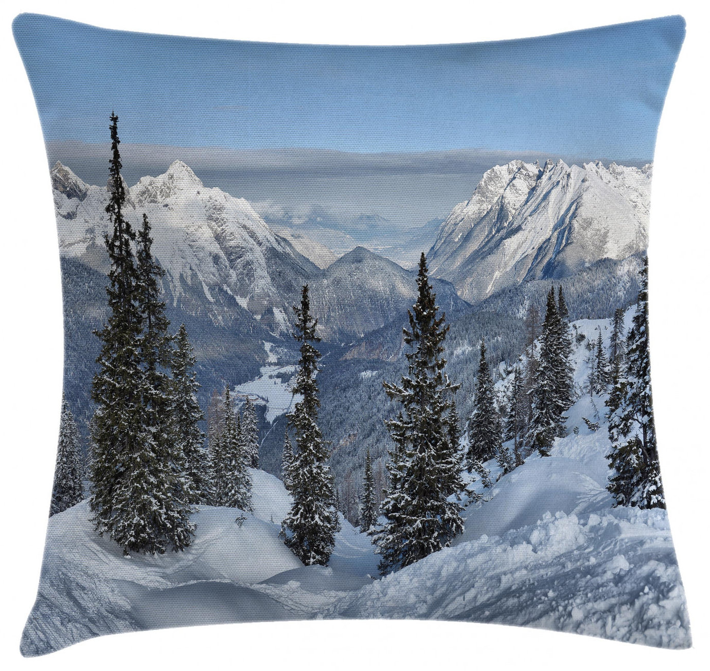Ambesonne Epic Winter Landscape with Snowy Pine Indoor / Outdoor 26 ...