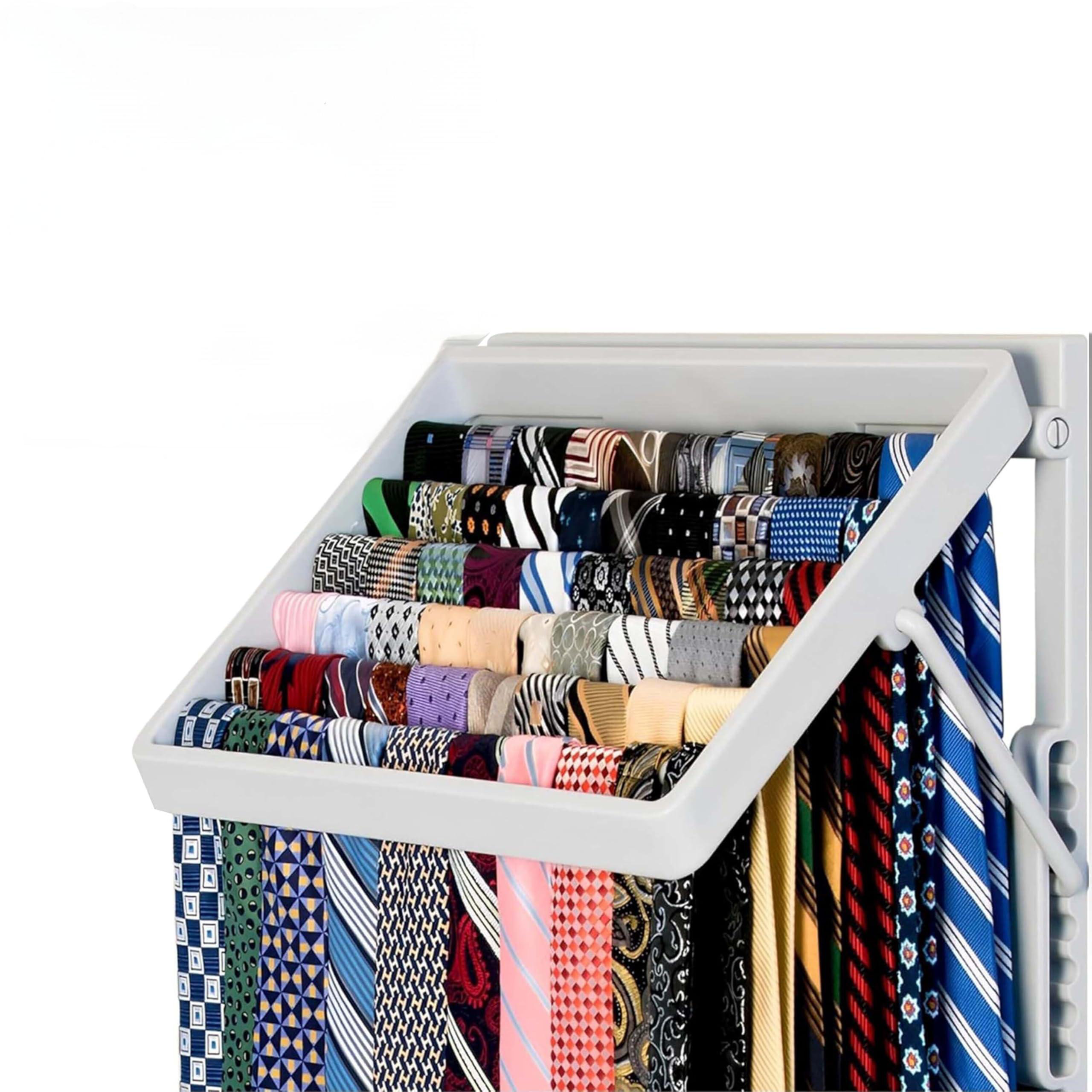BOJUNTAN Tie And Scarf Organizer, Battery-Free Organizer, Holds 60 Ties ...