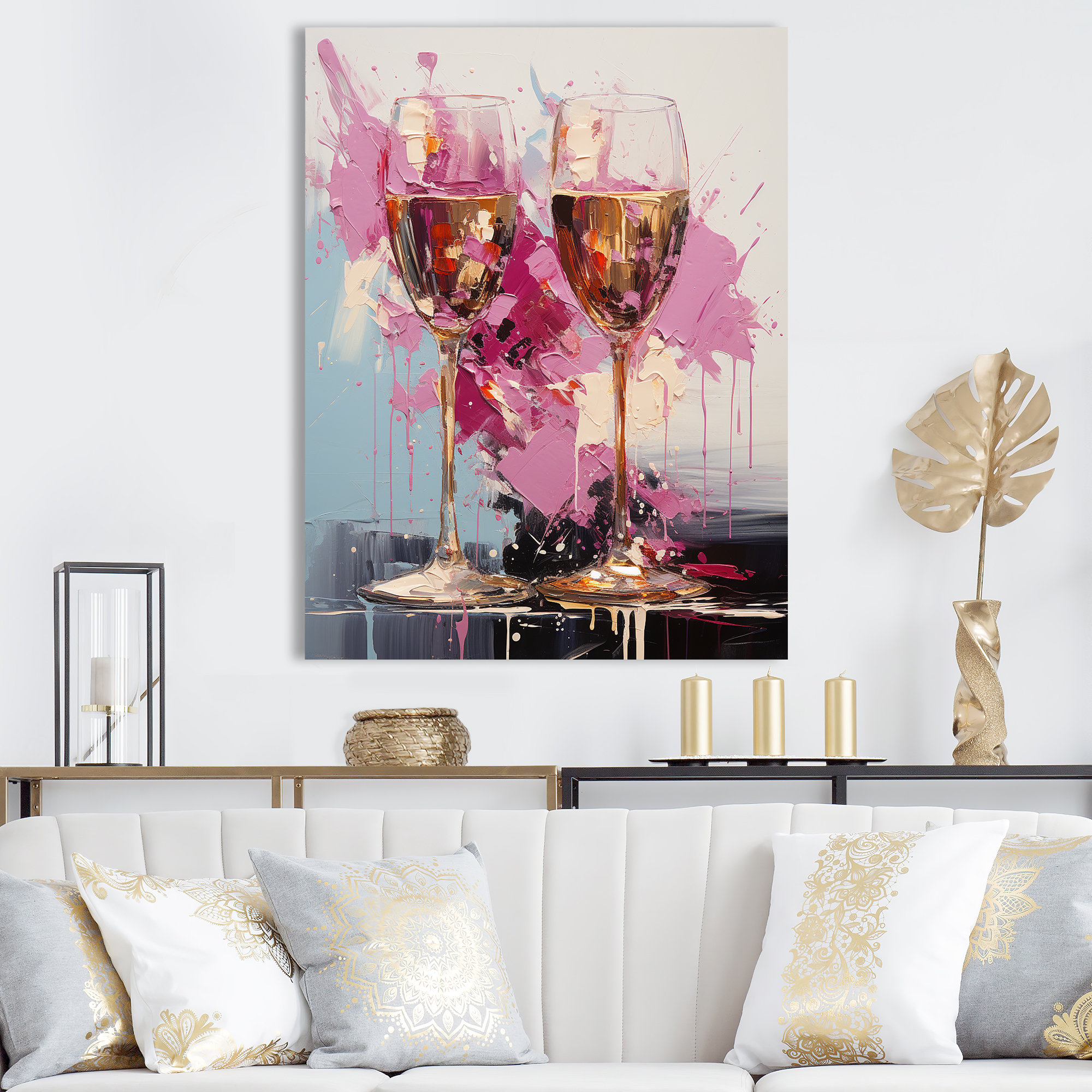Latitude Run® Pink Champagne Essence - Champagne Wall Art | Wayfair