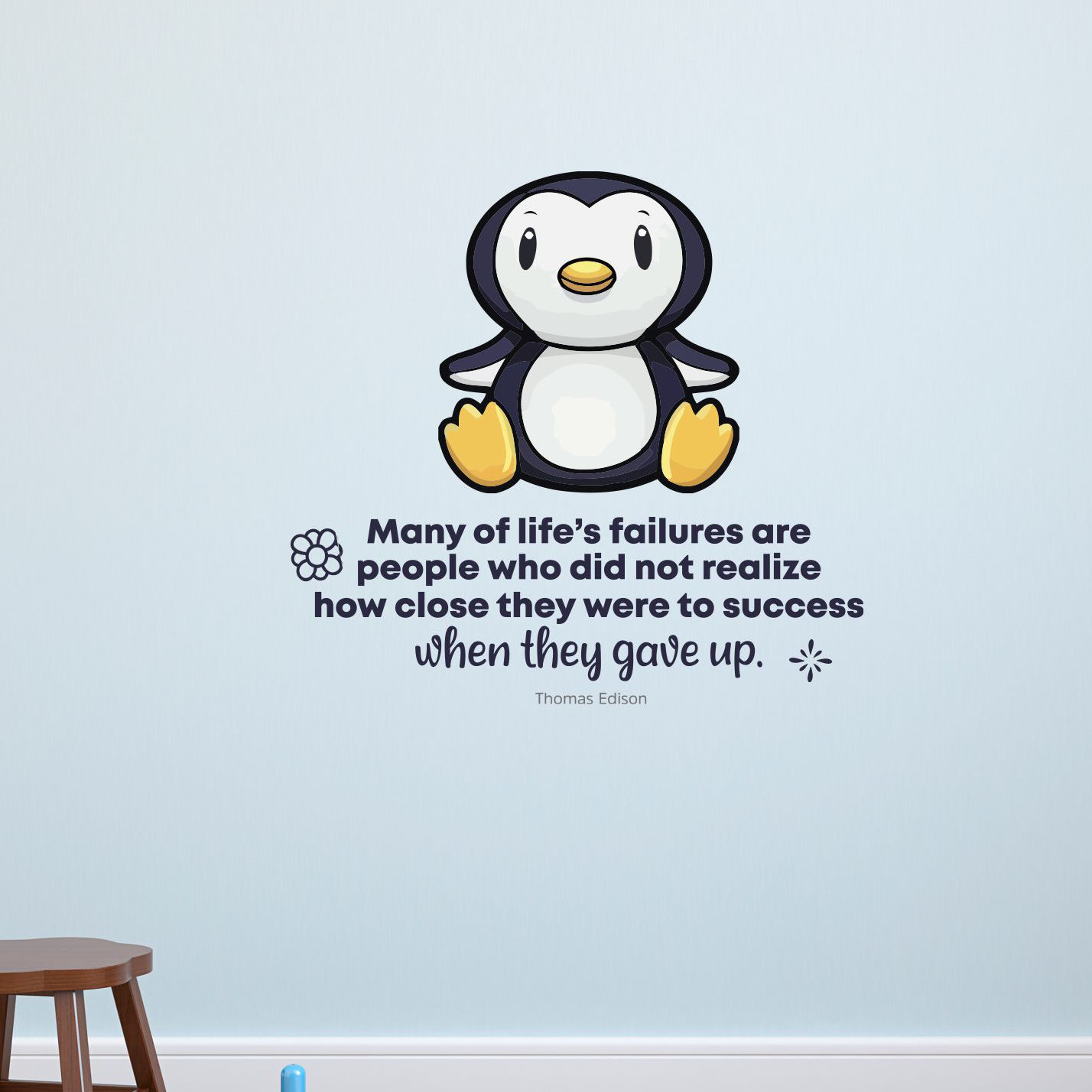 Zoomie Kids Gave Up Cute Penguin Life Quote Cartoon Quotes Decors Wall ...
