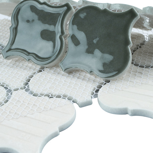 Supreme Tile Lauretta 3" x 3" Glass Arabesque Mosaic Wall Tile ...