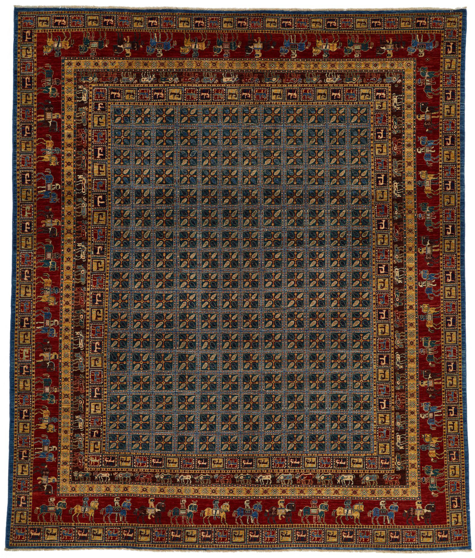 Home and Rugs 8x10 Blue and Rust Traditional Rug | Wayfair
