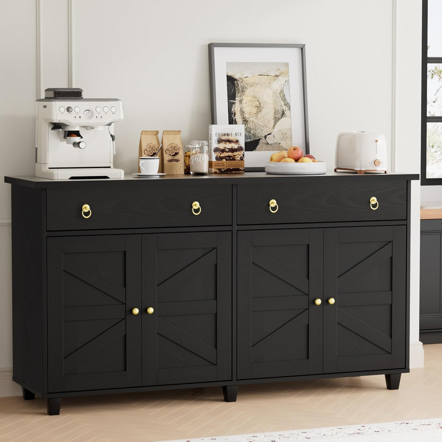 Breakwater Bay Haeli 55.1" Farmhouse Buffet Sideboard Cabinet with ...