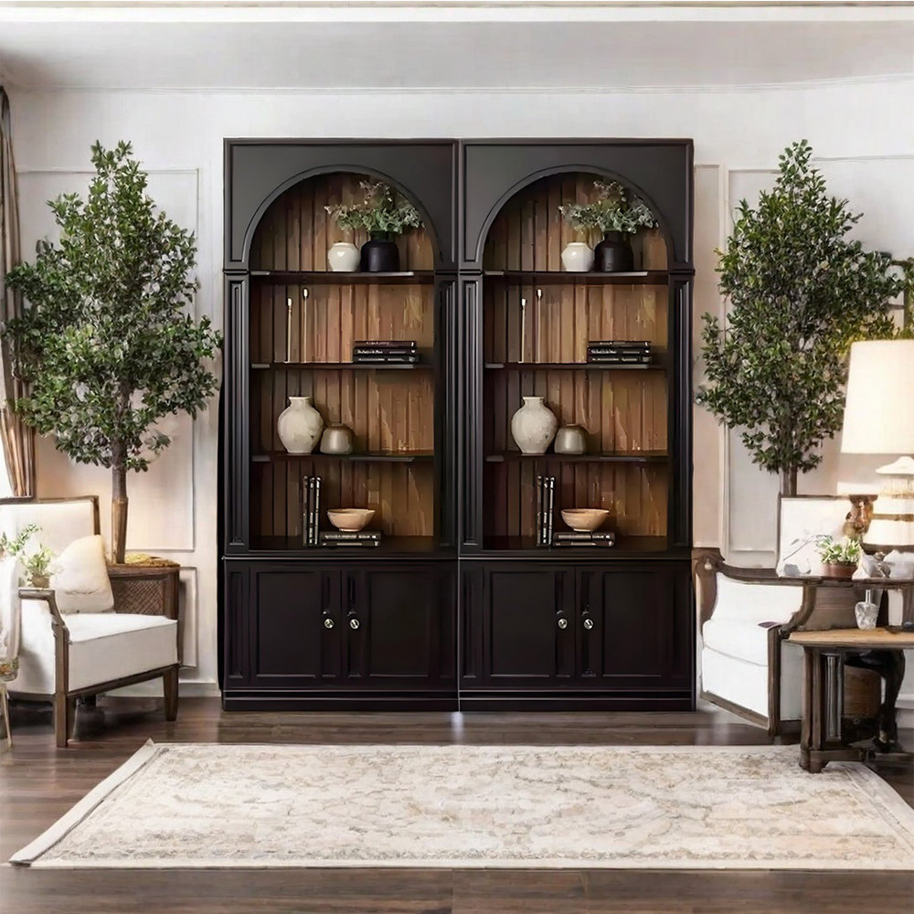 Parttlion American arched black bookcase | Wayfair