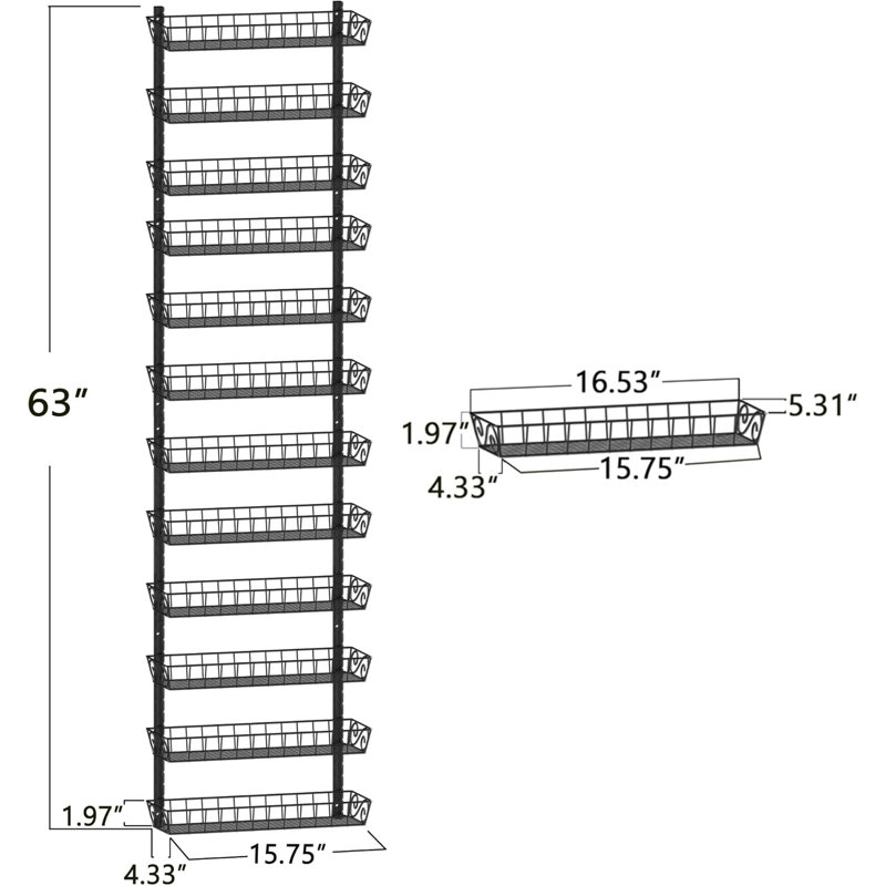 Prep & Savour Adjustable Wall Mount Spice Rack Organizer, 12-Tier ...