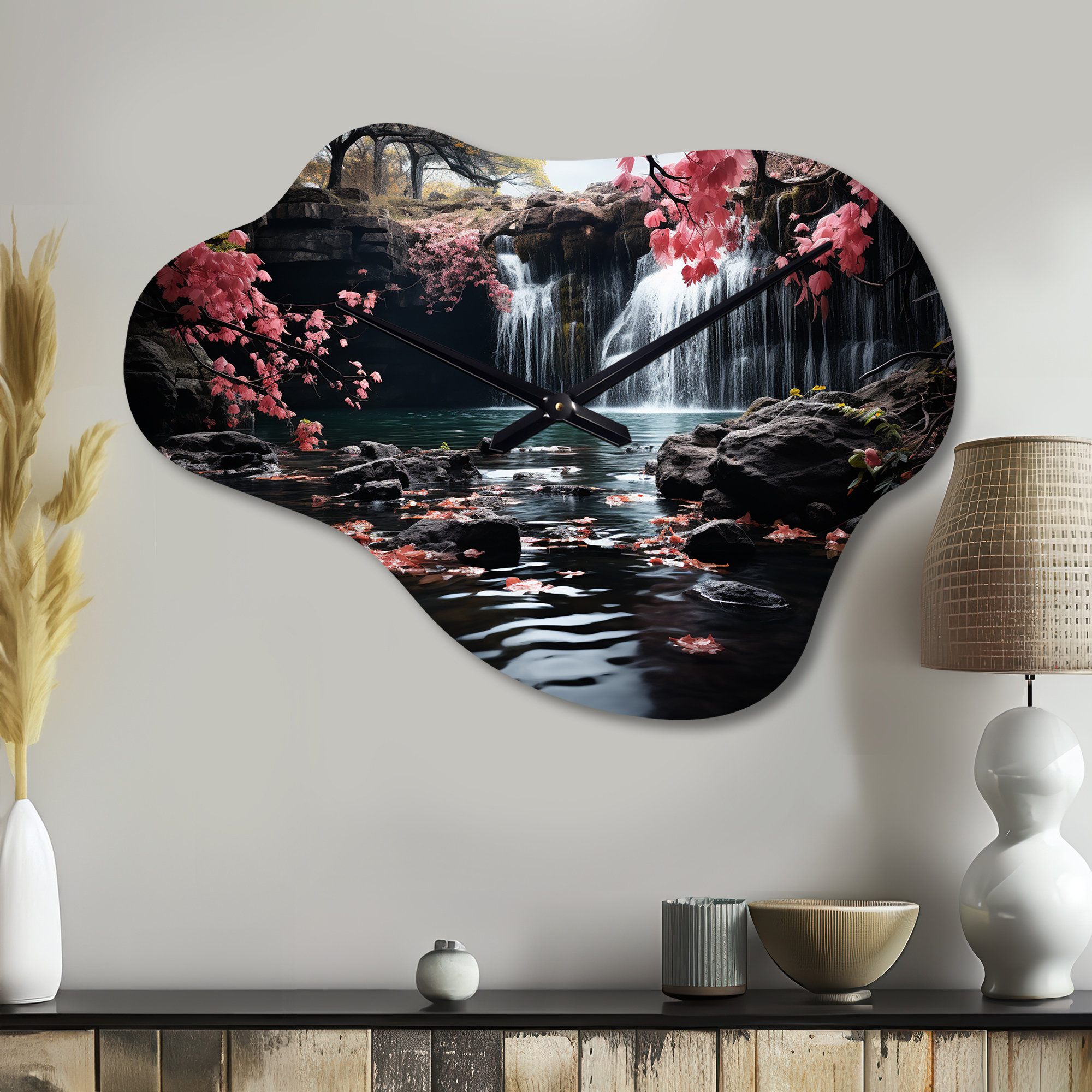 Design Art Peach Tree Waterfall Natures Elegance II - Cloud Shape ...