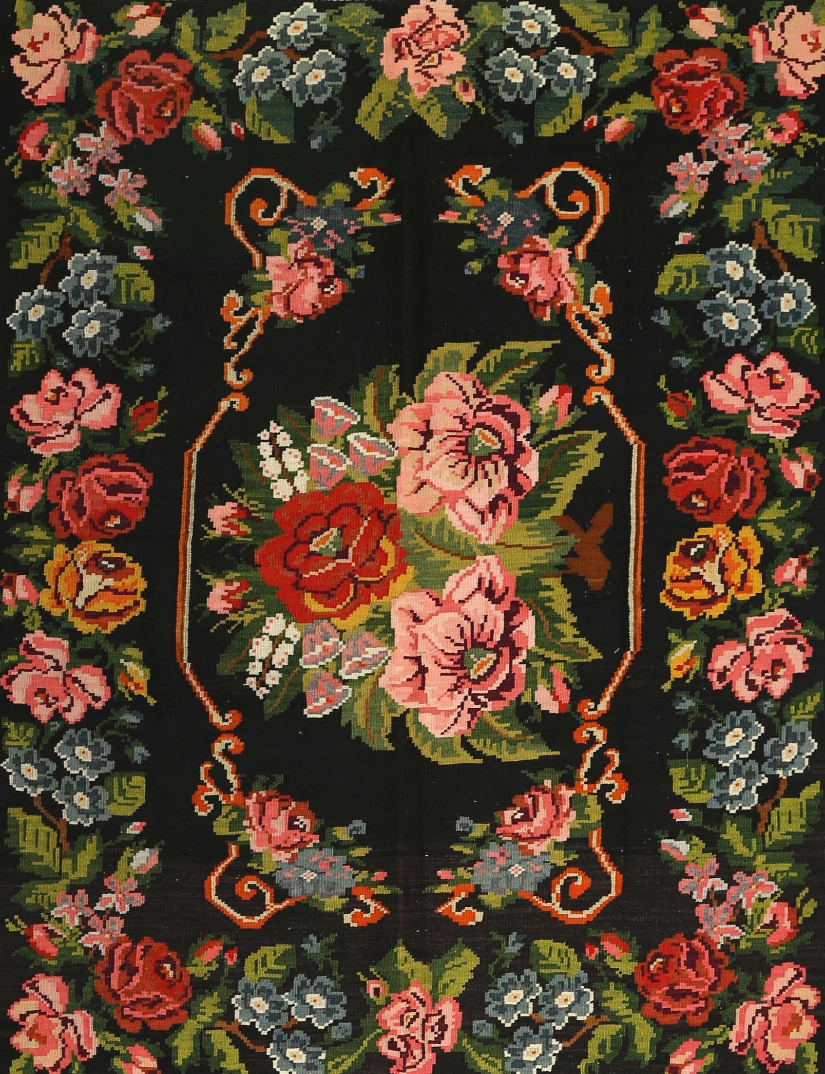 Bungalow Rose Wulfsige Floral Black/Green/Pink Area Rug & Reviews | Wayfair