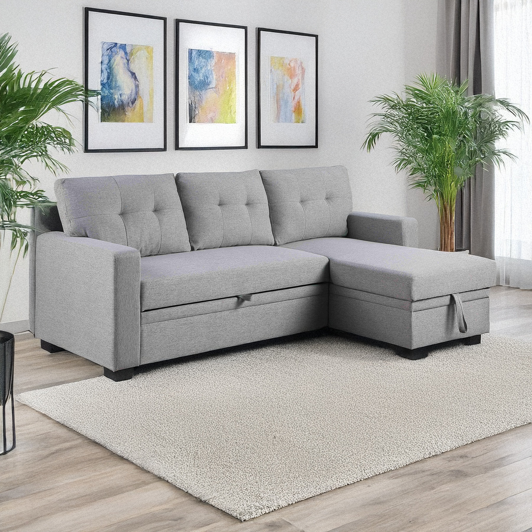 Hokku Designs Pull Out Sectional Sofa Sectional Sofa With Storage Pull ...