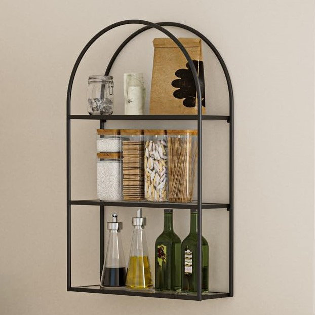 Latitude Run® 3-Tier Wall Mounted Shelf Arched Frame Shelf with ...