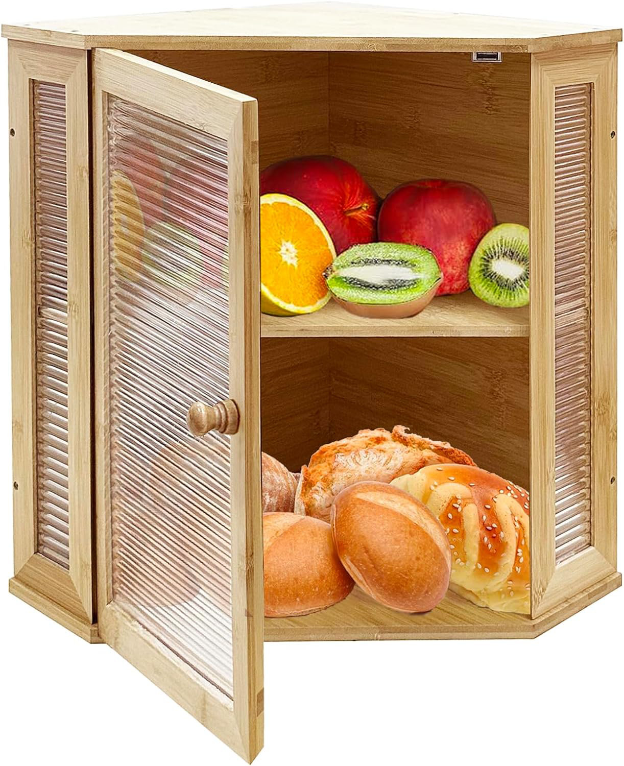 Hokku Designs Extra Large Corner Bread Box - Bamboo Bread Box For ...